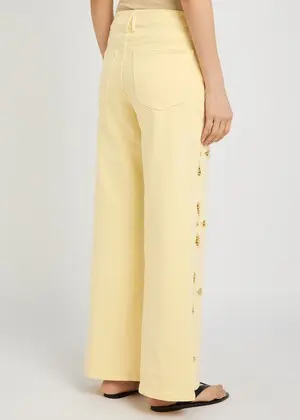 Good American Embroidered Wide-leg Denim Jeans