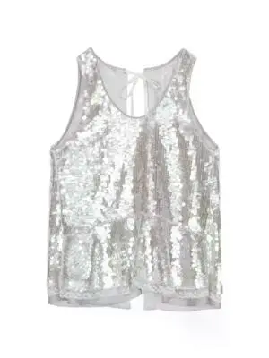 3.1 Phillip Lim Sequin Embellished Ribbon Top - Silver