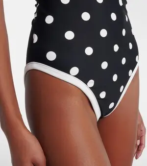 SELF-PORTRAIT Polka Dot Strapless Swimsuit - Black