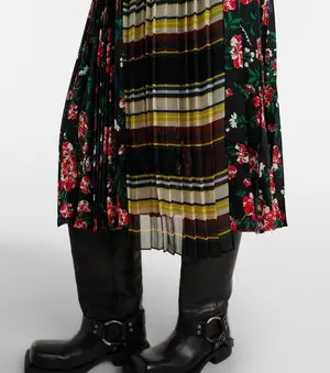 Sacai Printed Pleated Midi Skirt