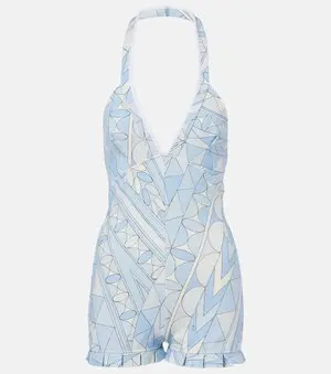 Emilio Pucci Halterneck Jersey Romper - Blue