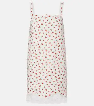 Posse Delia Lace-trimmed Printed Cotton Mini Dress - Multicoloured