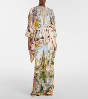 Camilla Embellished Printed Silk Blouse - Multicoloured