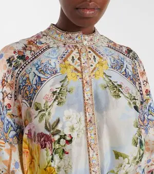 Camilla Embellished Printed Silk Blouse - Multicoloured