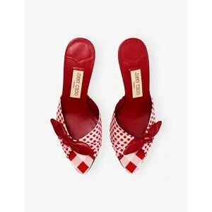 JIMMY CHOO Livi 85 Wedge Gingham Woven Heels