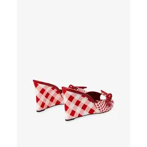 JIMMY CHOO Livi 85 Wedge Gingham Woven Heels