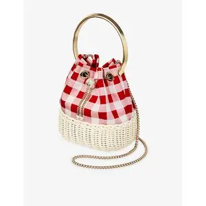 JIMMY CHOO Bon Bon Gingham Cotton Top-handle Bag