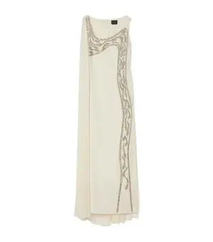 Marina Rinaldi Silk Embroidered Maxi Dress - Yellow