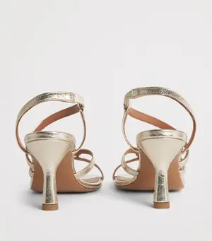 Maje Metallic Leather Heeled Sandals - Blue
