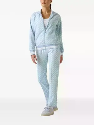 Guess Zip-Up Sweatshirt With All-Over Logo Print Blue