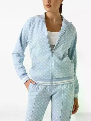 Guess Zip-up Sweatshirt With All-over Logo Print - Blue