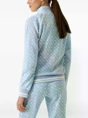 Guess Zip-up Sweatshirt With All-over Logo Print - Blue