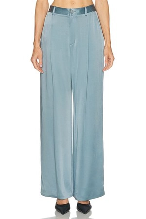 Lapointe Relaxed Pleated Satin Trousers - Light Slate