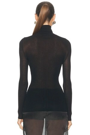 Brandon Maxwell Ribbed Turtleneck Top