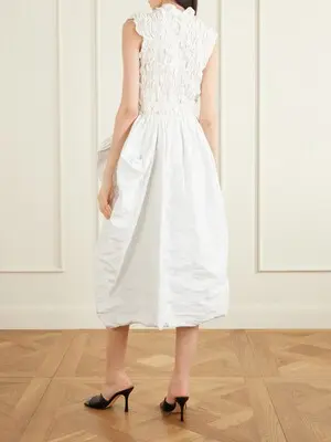Erdem Draped Metallic Cotton-blend Midi Skirt