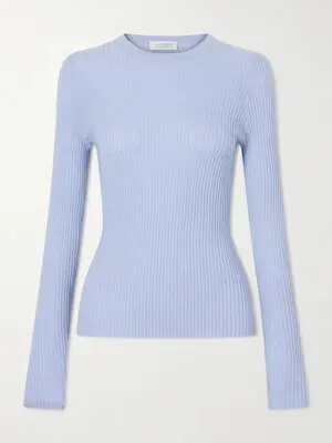 Gabriela Hearst Browning Ribbed Cashmere And Silk Blend Sweater - Blue
