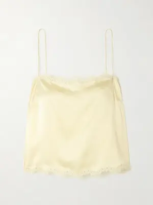 DÔEN DÔEN Loure Lace-Trimmed Silk-Satin Camisole Multi