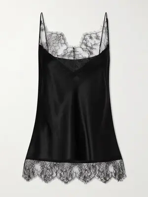 Carine Gilson Lace-trimmed Silk-satin Camisole - Black