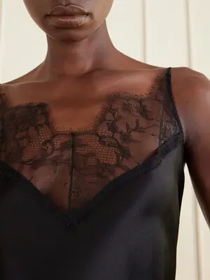 Carine Gilson Lace-trimmed Silk-satin Camisole