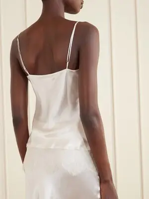 Carine Gilson Lace-trimmed Silk-satin Camisole - Neutrals