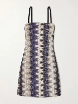Missoni Striped Metallic Crochet-knit Mini Dress