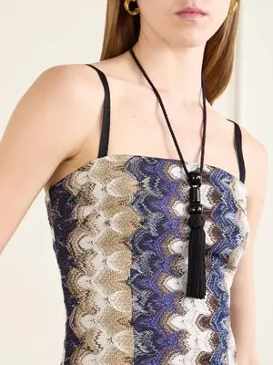 Missoni Striped Metallic Crochet-knit Mini Dress