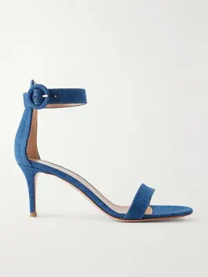 GIANVITO ROSSI Portofino 70 Buckled Denim Sandals