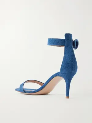 GIANVITO ROSSI Portofino 70 Buckled Denim Sandals