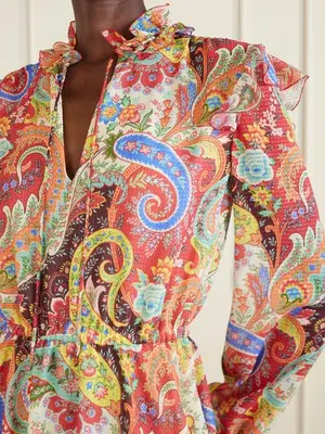 Etro Ruffled Paisley-print Chiffon Mini Dress - Multi