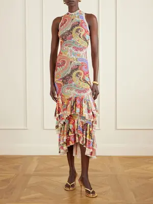 Etro Ruffled Paisley-print Chiffon Midi Dress