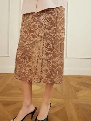 Acne Studios Lace Cotton-blend Midi Skirt - Brown