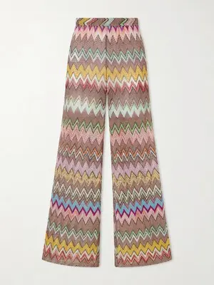 Missoni Striped Metallic Crochet-knit Wide-leg Trousers
