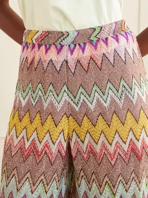 Missoni Striped Metallic Crochet-knit Wide-leg Trousers