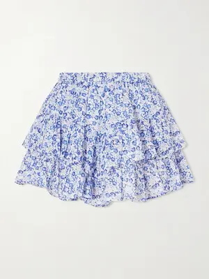 MARANT ETOILE Jocadia Floral-print Cotton-voile Mini Skirt - Blue