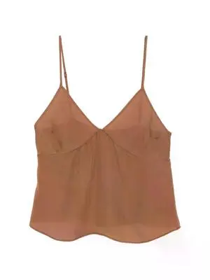 Kiki De Montparnasse La Plage Cami Silk V-neck Camisole - Brown