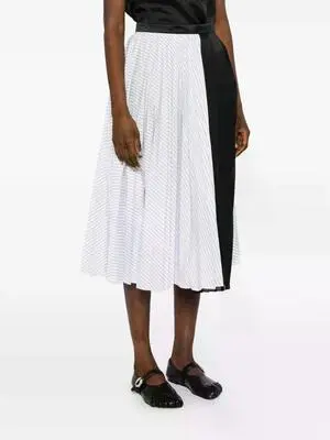 Sacai Striped Pleated Midi Skirt