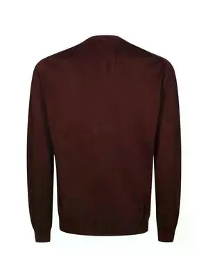 Alpha Studio Burgundy Long Sleeve Round Neck T-shirt - Red