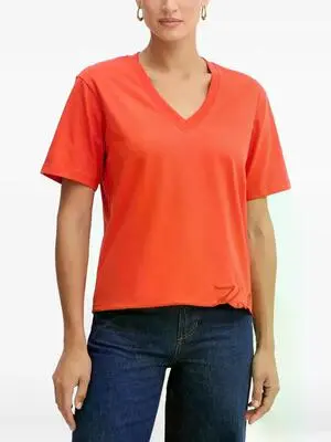 Karl Lagerfeld V-neck T-shirt With Embroidered Detail - Orange
