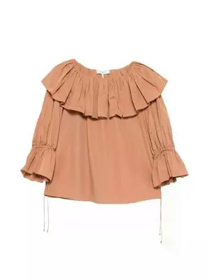 Chloé Ruffled Long Sleeve Blouse - Brown