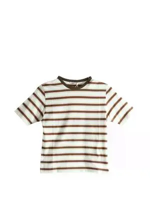 Auralee Striped Pattern T-shirt - Brown