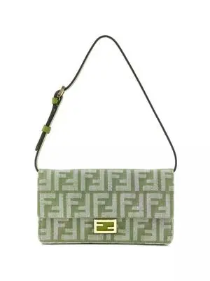 Fendi Ff Jacquard Shoulder Bag - Green