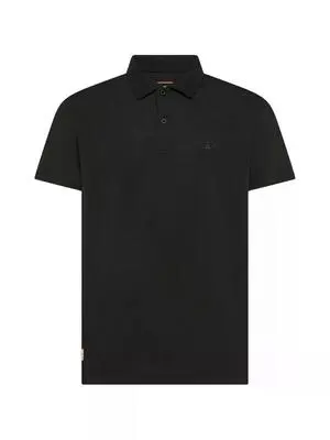 SUN 68 Button Collar Polo Shirt - Black