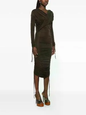 Balmain Draped Midi Dress With Gathered Detailing