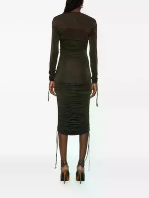 Balmain Draped Midi Dress With Gathered Detailing