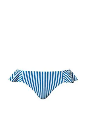 TWINSET Ruffled Striped Bikini Bottoms - Blue