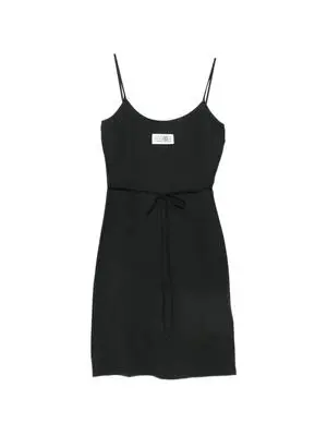 MAISON MARGIELA Spaghetti-strap Logo-detail Mini Dress - Black