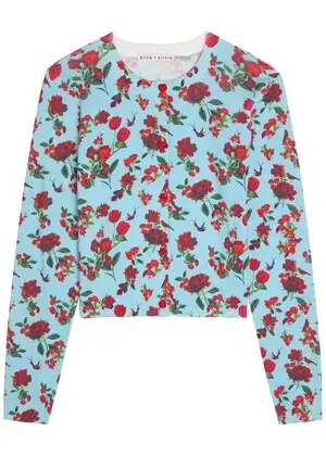 Alice + Olivia Floral-print Stretch-cotton Cardigan - Multicoloured