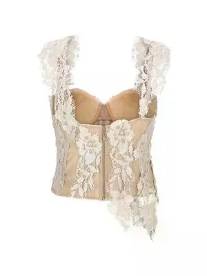 Giuseppe Di Morabito Asymmetrical Lace Corset Top - White