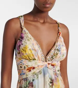 Camilla Embellished Floral Silk Maxi Dress