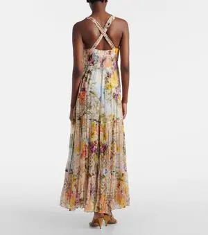 Camilla Embellished Floral Silk Maxi Dress